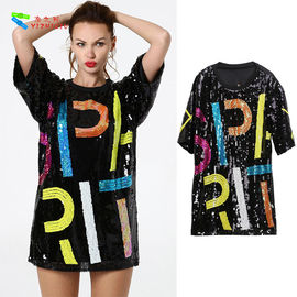 Oversize Womens Glitter Clothes / Women Sequin Party Dresses Hip Pop Style