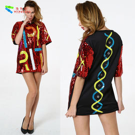 Oversize Womens Glitter Clothes / Women Sequin Party Dresses Hip Pop Style