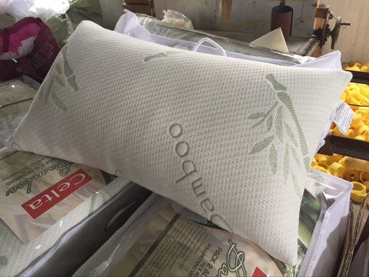 Bamboo cover shredded foam pillow, comfortable sleeping pillow filled with shredded foam