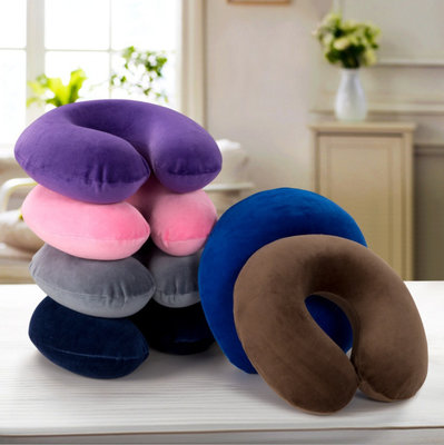 Travel neck pillow, memory foam filling U shape pillow with washable short-pile velour fabric cover