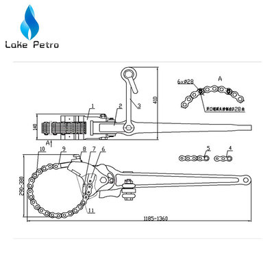 API 7K Heavy Duty Chain Tong diameter 4 1/4 to 10 3/4 supplier