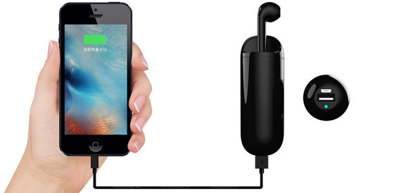 the best Xmas gift hot selling mono bluetooth wireless earphone with charging box can pair two mobiles phones at the sam