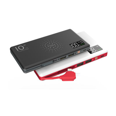 Top Sales LCD Digital Screen Wireless Power Bank 10000mA with 3-IN-1 Cable Backup Battery Powerbank Fast Charger for Sma