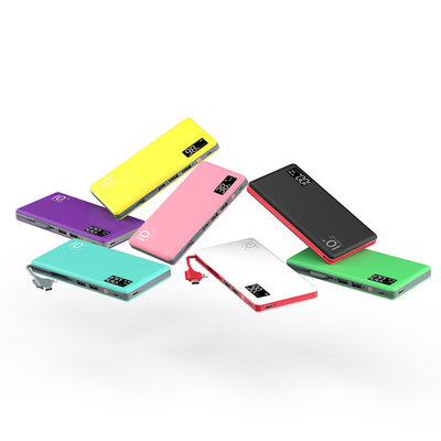 Multi-Functional LED Screen Display Qi Wireless Power Bank 10000mAh with MicroUSB/Lightning/Type-C 3-IN-1 Cable Mobile P