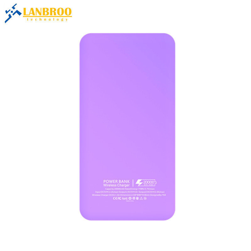 LPW-03 Power Bank Wireless Charger 20000MAH Wireless Power Bank with Built-in MicroUSB/Type-c/Lightning 3-I Hot Selling