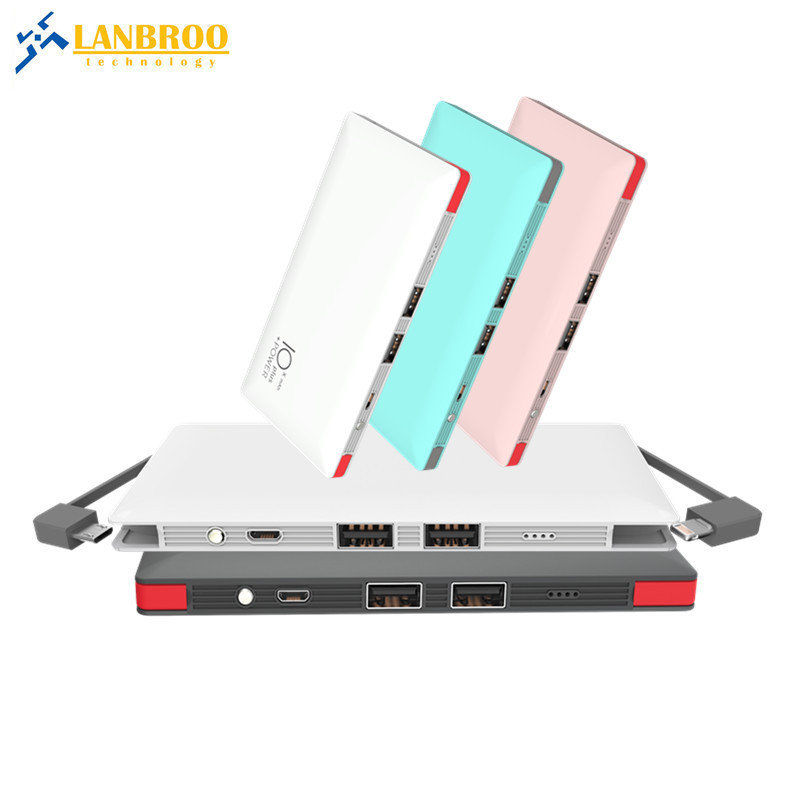 Built-in MicroUSB cable and Lightning cable LPB-01 hot selling mobile phone power bank Amazon hot selling model