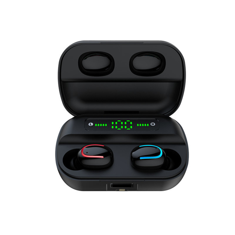 Small In-Ear Bluetooth Binaural Earphone TWS Wireless Stereo Headphone with LED Screen Display Charging Case Power Bank