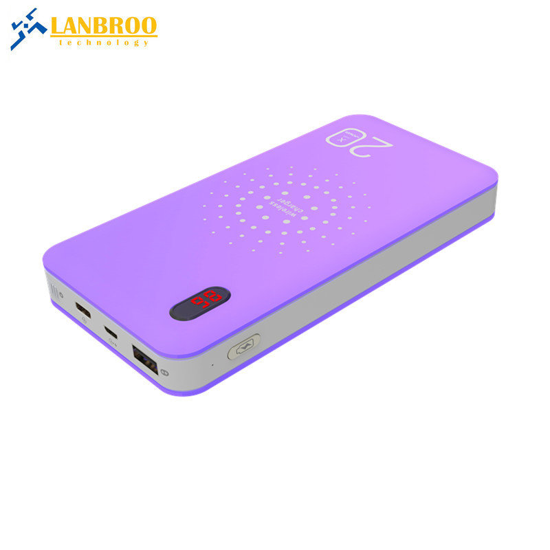 Huge Capacity Qi Wireless Power Bank 20000mAh with 3-IN-1 Cable LED Screen Mobile Phone Pocket Charger