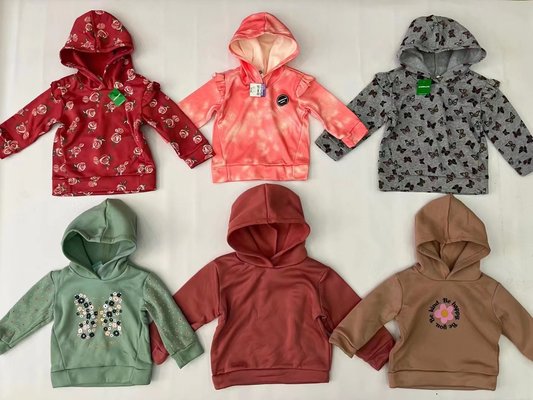Babies Winter Warm Fleece Printed Pullover Hoody