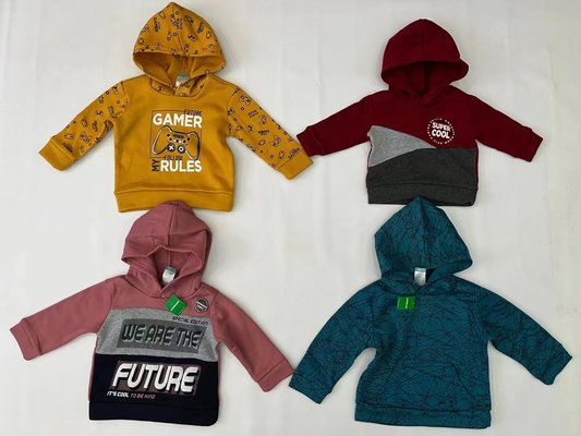 Babies Winter Warm Fleece Printed Pullover Hoody