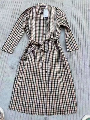 ZARA Womens Autumn Plaid Design Long Sleeve Dress
