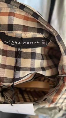 ZARA Womens Autumn Plaid Design Long Sleeve Dress