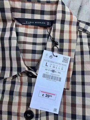 ZARA Womens Autumn Plaid Design Long Sleeve Dress
