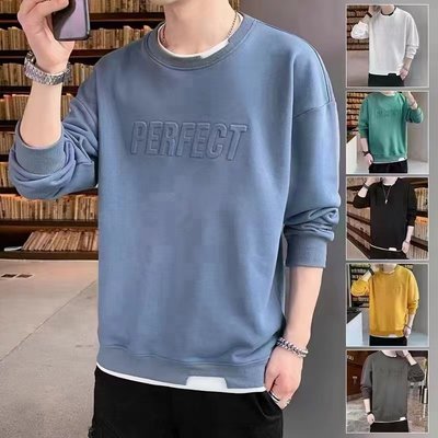 Men's Embrossed Long Sleeves Pullover Sweatshrt