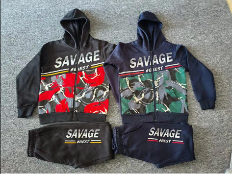 Boy's Winter Printed Fleece Jogging Set