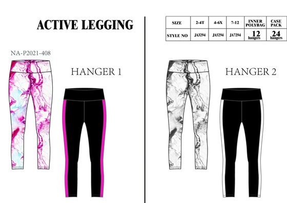 Stock Lot No. JCC -111016  Girl's Printed & Solid Legging 2 Pcs in Hanger Pack