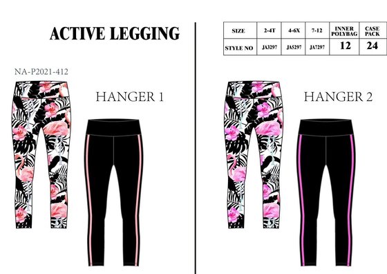 Stock Lot No. JCC -111016  Girl's Printed & Solid Legging 2 Pcs in Hanger Pack