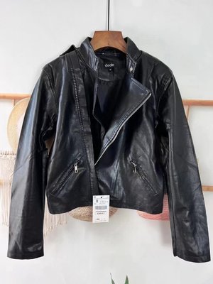 Women's Mixed Design Motor-Bike PU Leather Jacket