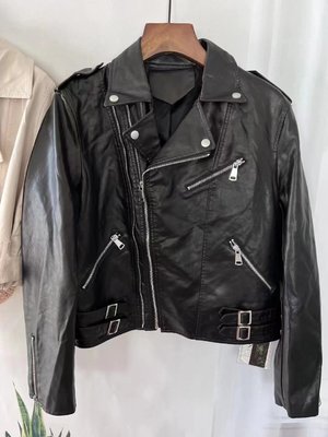 Women's Mixed Design Motor-Bike PU Leather Jacket