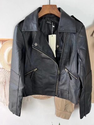 Women's Mixed Design Motor-Bike PU Leather Jacket