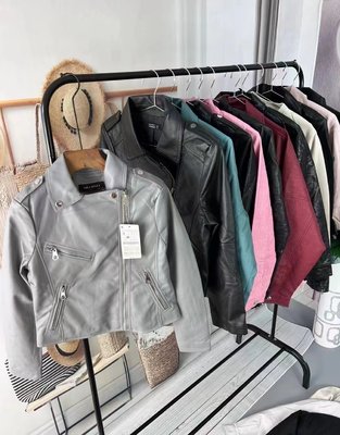 Women's Mixed Design Motor-Bike PU Leather Jacket