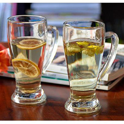 Hot sale Hero beer glass cup with handle from China Anhui langxu Glassware
