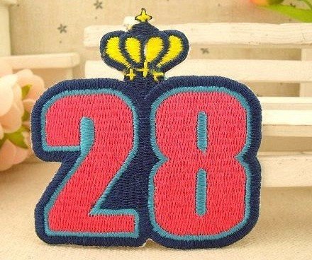 OEM / ODM Embroidered Number Patches With Heat Cut Border 2D 3D Design