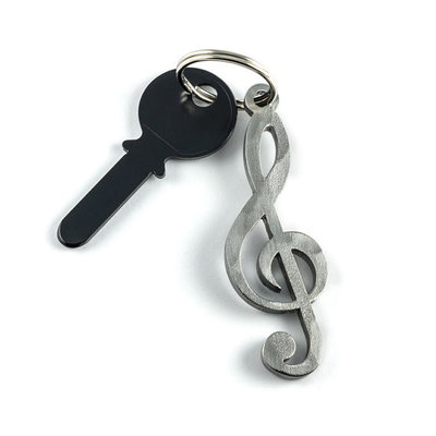 Custom Die Cut Metal Keychains With Light Gray Hue And Simple Outline