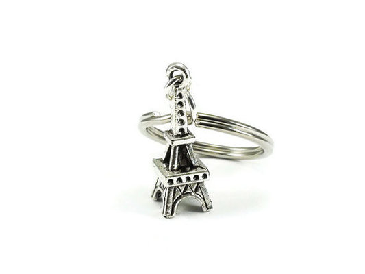 Zinc Alloy Promotional Metal Keyrings Gold / Nickel Plating Famous Eiffel Tower Design