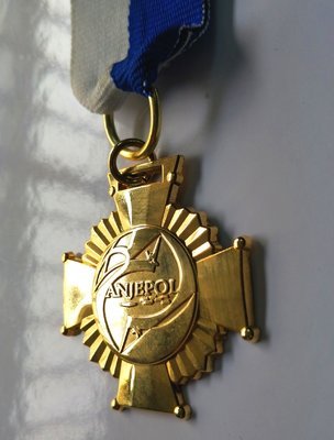 Metal Award Medal With Ribbon Cross And Light Type Customized 2D / 3D
