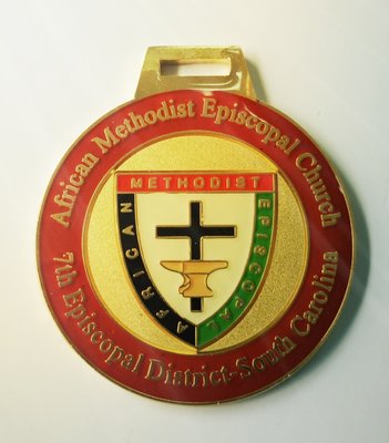 Collectible Medal With Ribbon With Soft Enamel Color In Gold Plating For Methodist