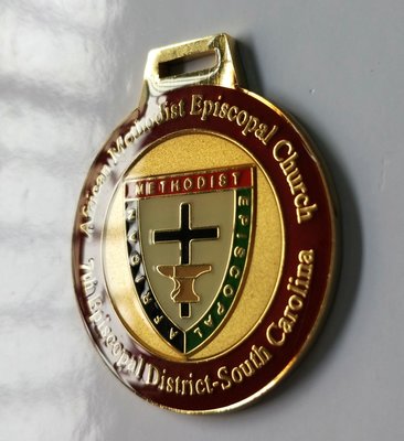 Collectible Medal With Ribbon With Soft Enamel Color In Gold Plating For Methodist