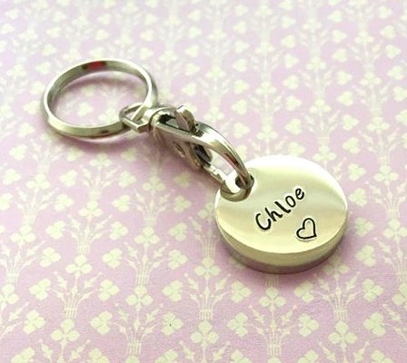 Custom Shopping Trolley Token Keyring / Personalised Key Fobs For Store