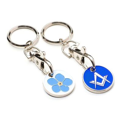 Soft Enamel Metal Trolley Coin Keyring For Supermarket Shopping Cart