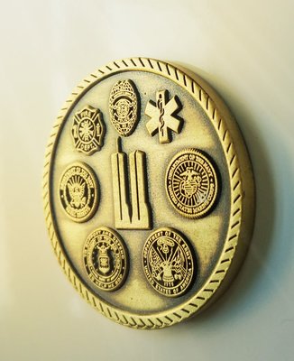 Blue Military Challenge Coins with Gold / Antique Brass Plating Embossed Logo