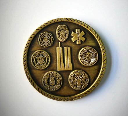 Blue Military Challenge Coins with Gold / Antique Brass Plating Embossed Logo