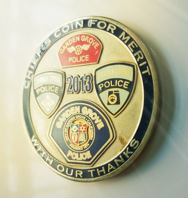 Gold Plating Military Challenge Coins Token Coin Garden Grove Police Logo