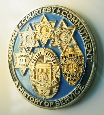 Gold Plating Military Challenge Coins Token Coin Garden Grove Police Logo