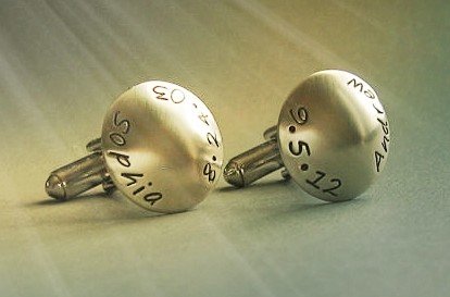 Metal Custom Mens Cufflinks With Nickel / Silvery Plating Stamp Letter Round Shape