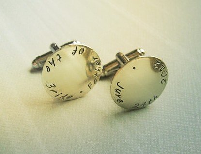 Metal Custom Mens Cufflinks With Nickel / Silvery Plating Stamp Letter Round Shape