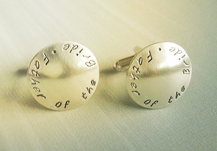 Metal Custom Mens Cufflinks With Nickel / Silvery Plating Stamp Letter Round Shape