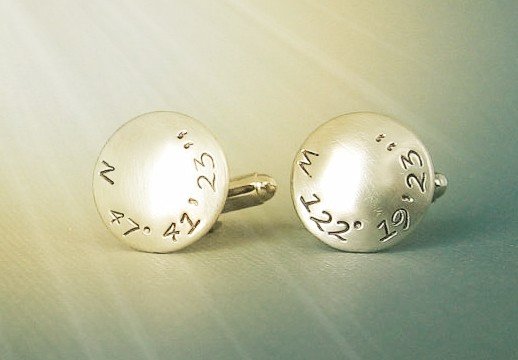 Metal Custom Mens Cufflinks With Nickel / Silvery Plating Stamp Letter Round Shape