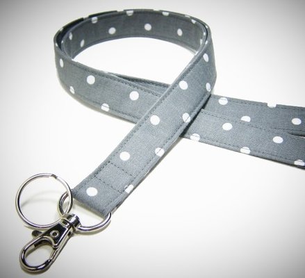 Gray Color Custom Neck Lanyards Name ID Badges / Cell Phone Holding