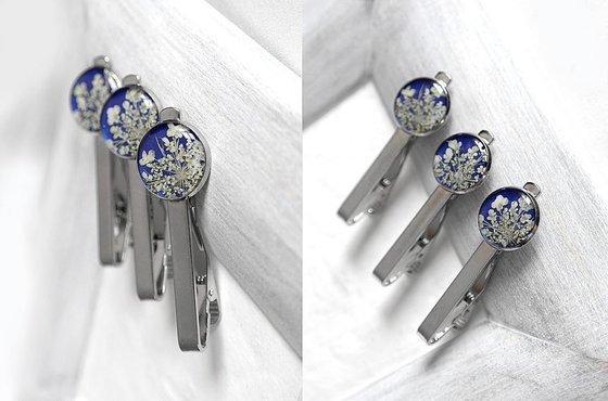 Crystal Inlaid Metal Tie Clip Tie Bar For Wedding Party / Woodland Gift