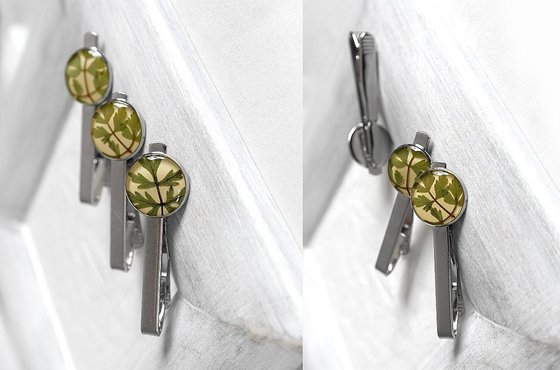Crystal Inlaid Metal Tie Clip Tie Bar For Wedding Party / Woodland Gift