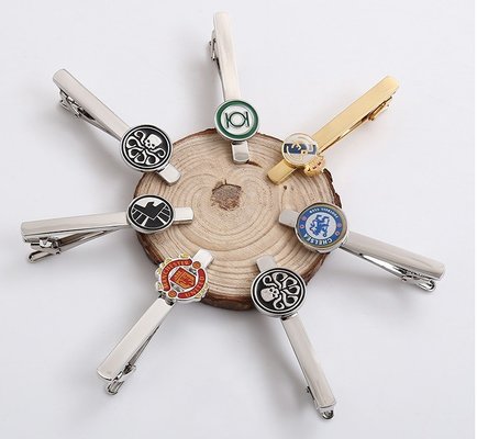 Customized Luxury Tie Clips / Silver Compass Tie Bar With Message For Graduation Gift