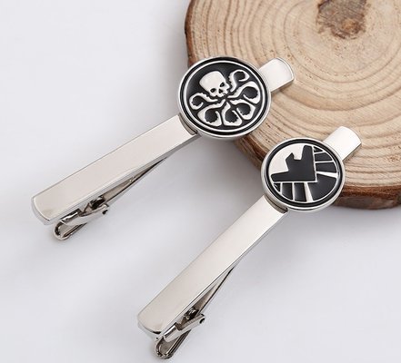 Customized Luxury Tie Clips / Silver Compass Tie Bar With Message For Graduation Gift