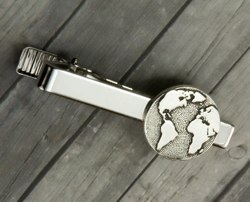 Metal Skinny Tie Bar Clip For Valentines Day , Engraved Tie Pin Customized