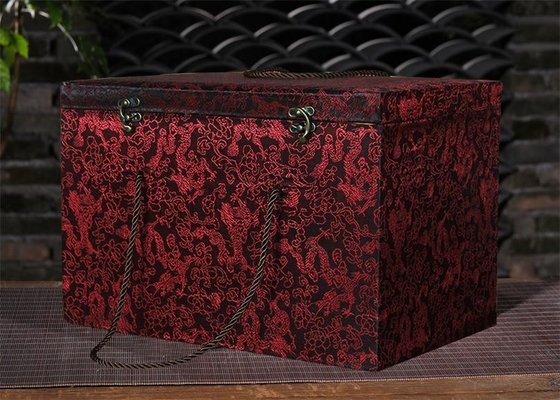 Fabric / Velvet Upmarket Chinoiserie Custom Paper Gift Box For Packing Precious Artwork