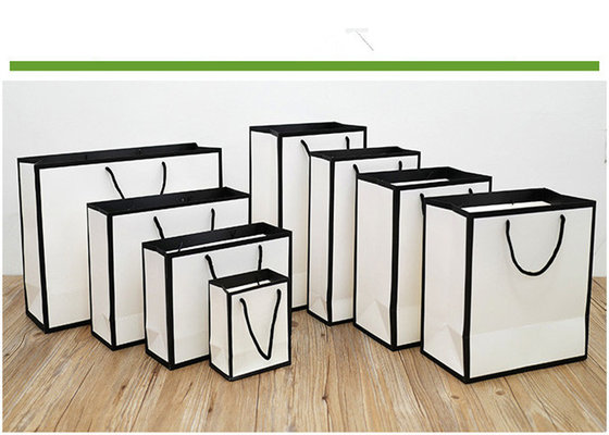 OEM / ODM Nordic Style White Paper Shopping Bags With Custom Logo